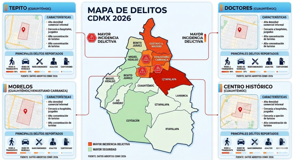 Colonias más peligrosas de CDMX en 2026: mapa de delitos por alcaldía ...